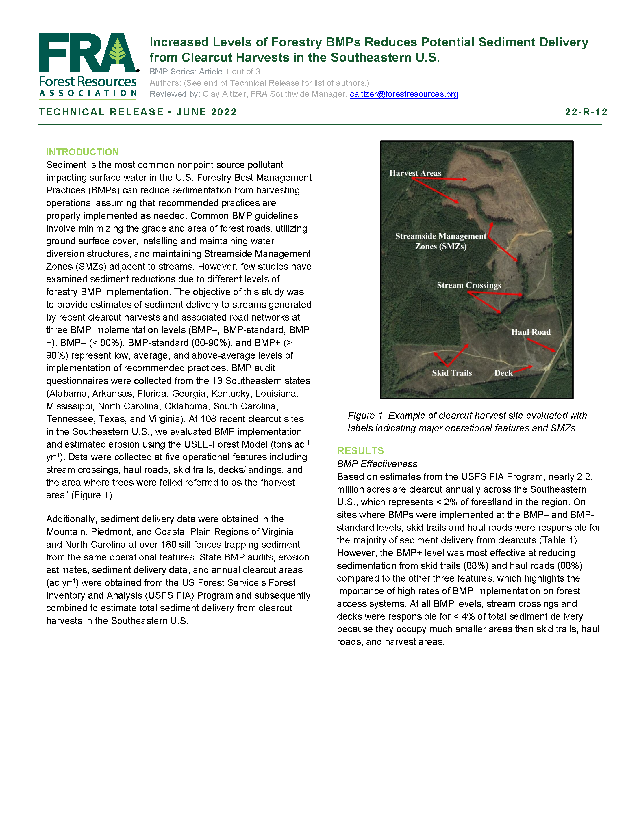 22-R-12: Increased Levels of Forestry BMPs Reduces Potential Sediment ...