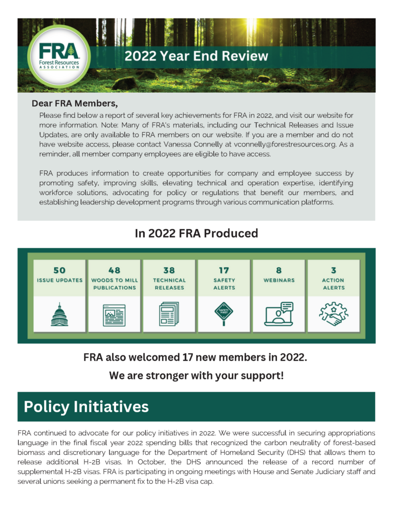 FRA 2022 Year-End Review - Forest Resources Association