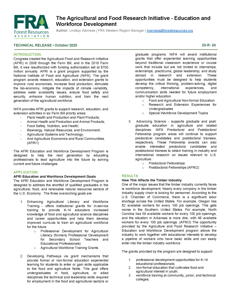 23-R-24 The Agricultural and Food Research Initiative- Education and ...