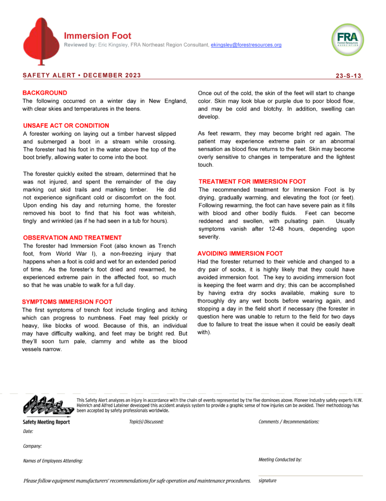 23-S-13 Immersion Foot - Forest Resources Association