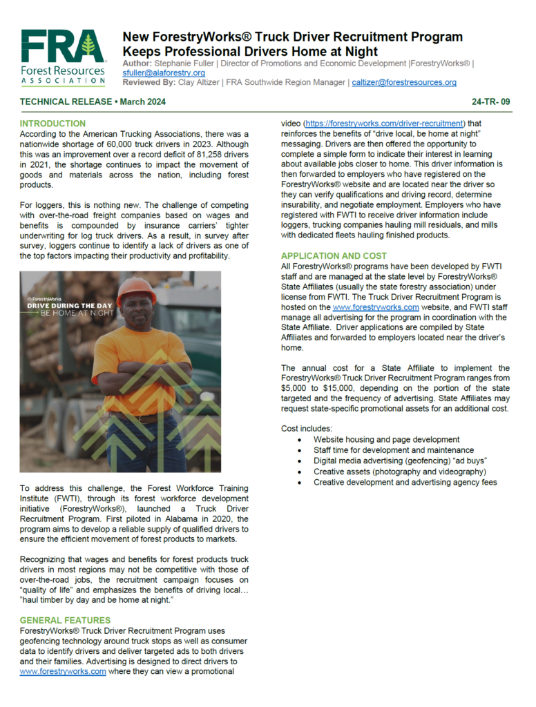 24-TR- 09 New ForestryWorks® Truck Driver Recruitment Program Keeps ...