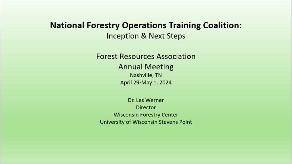 National Forest Operations Training Coalition: Inception and Next Steps ...