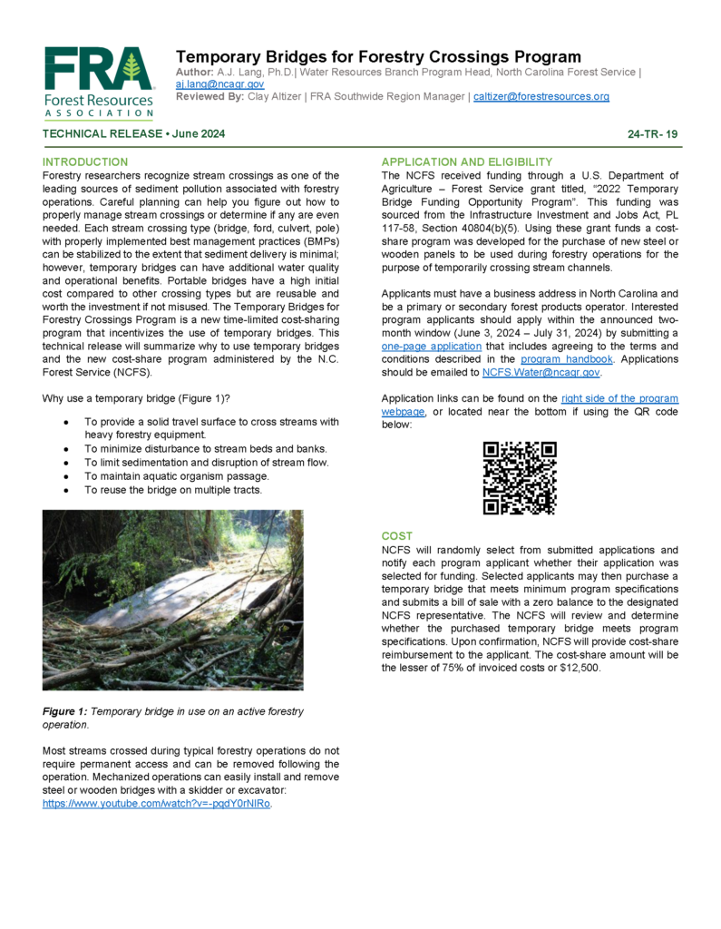 24-TR-19 Temporary Bridges for Forestry Crossings Program - Forest ...