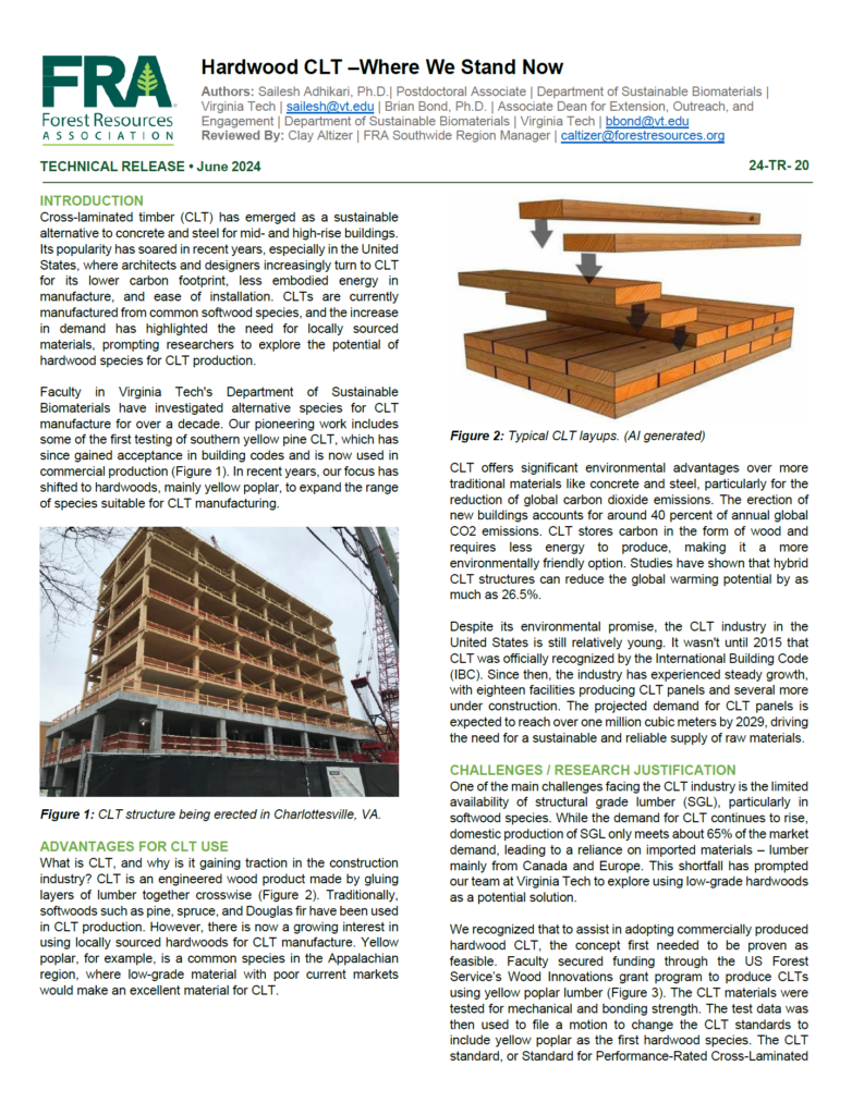 24-TR-20 Hardwood CLT- Where We Stand Now - Forest Resources Association