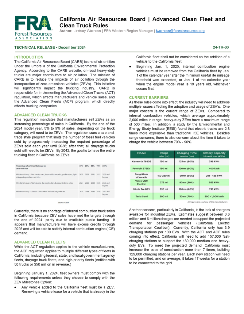 24-TR-30 California Air Resources Board - Forest Resources Association