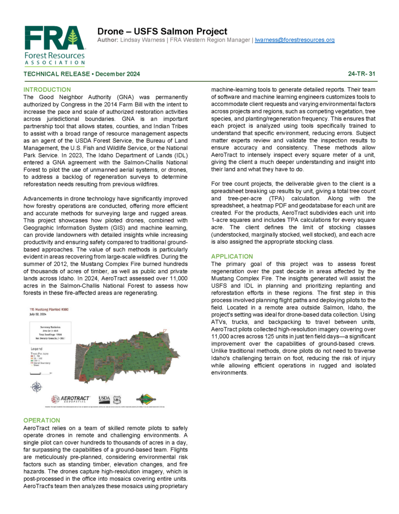24-TR-31 Drone – USFS Salmon Project - Forest Resources Association