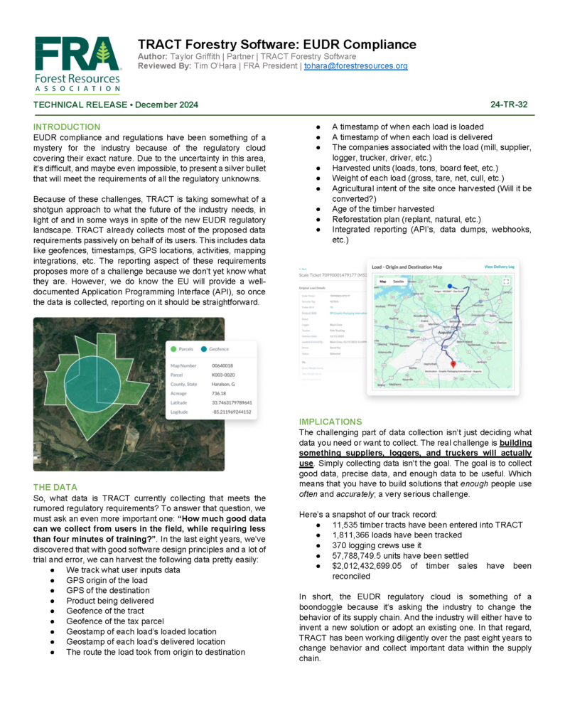 24-TR-32 TRACT Forestry Software: EUDR Compliance - Forest Resources ...