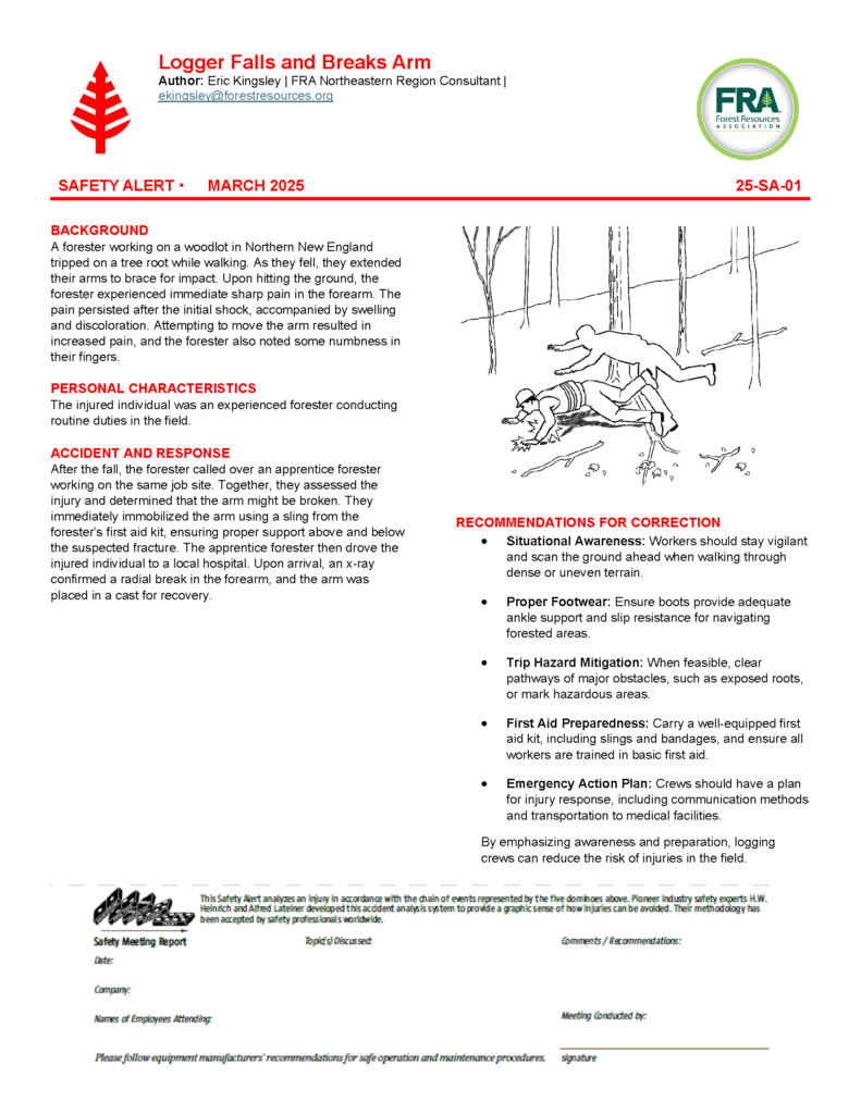 25-SA-01 Logger Falls and Breaks Arm - Forest Resources Association