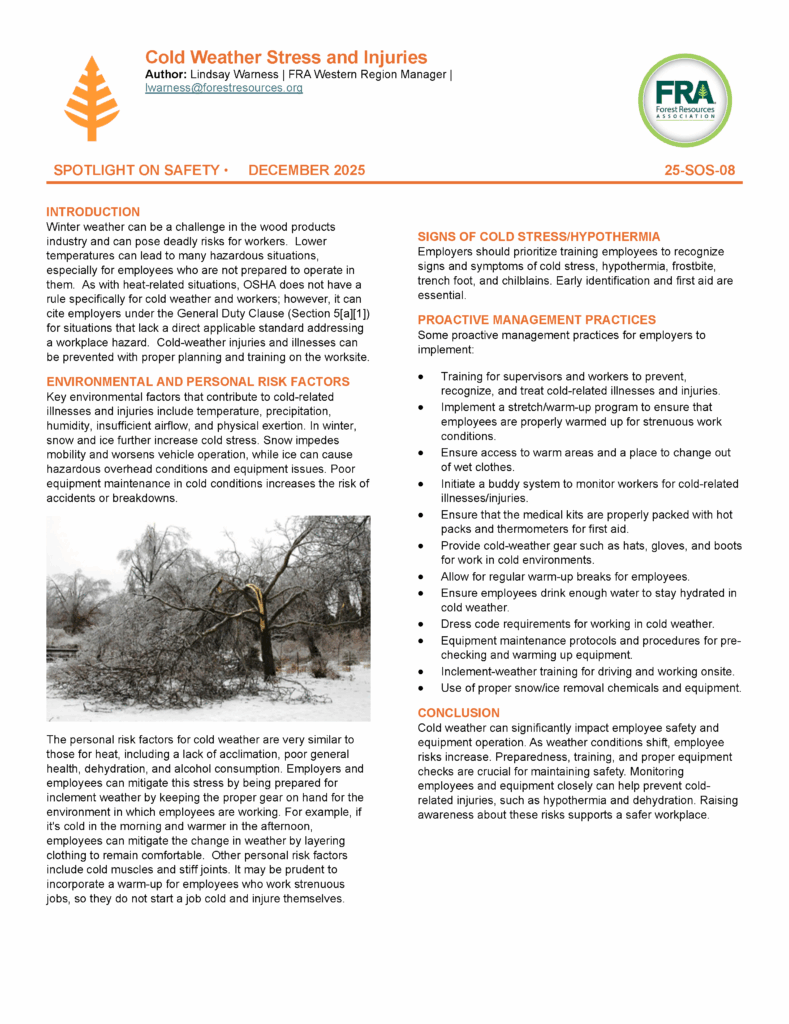 25-SOS-08 Cold Weather Stress and Injuries - Forest Resources Association
